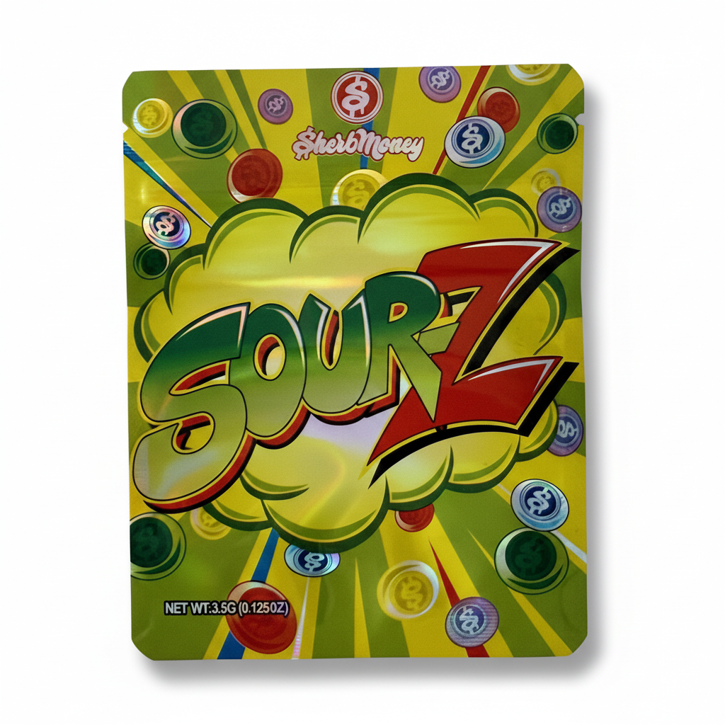 Sherb Money Sour Z Mylar Bags | 50pc 3.5g Holographic Currency-Themed ...